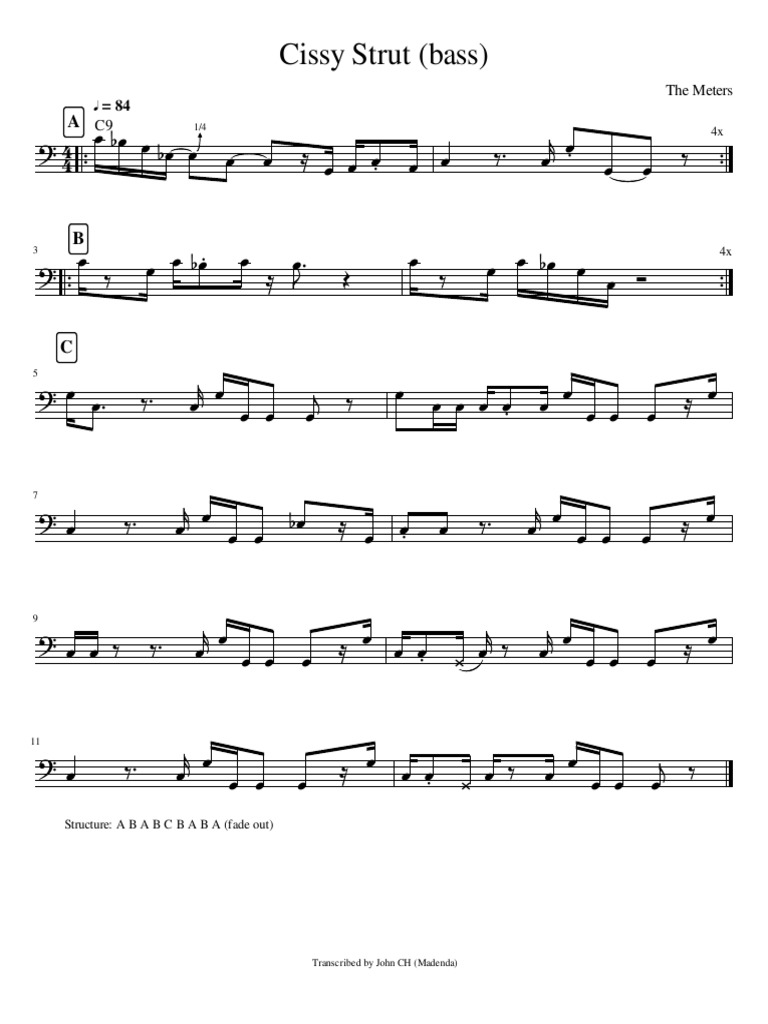 Cissy Strut - The Meters (Bass) | PDF