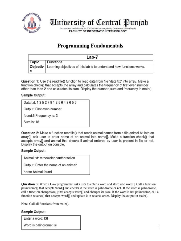Programming Fundamentals: Topic Objectiv e | PDF | Text File | Computer ...