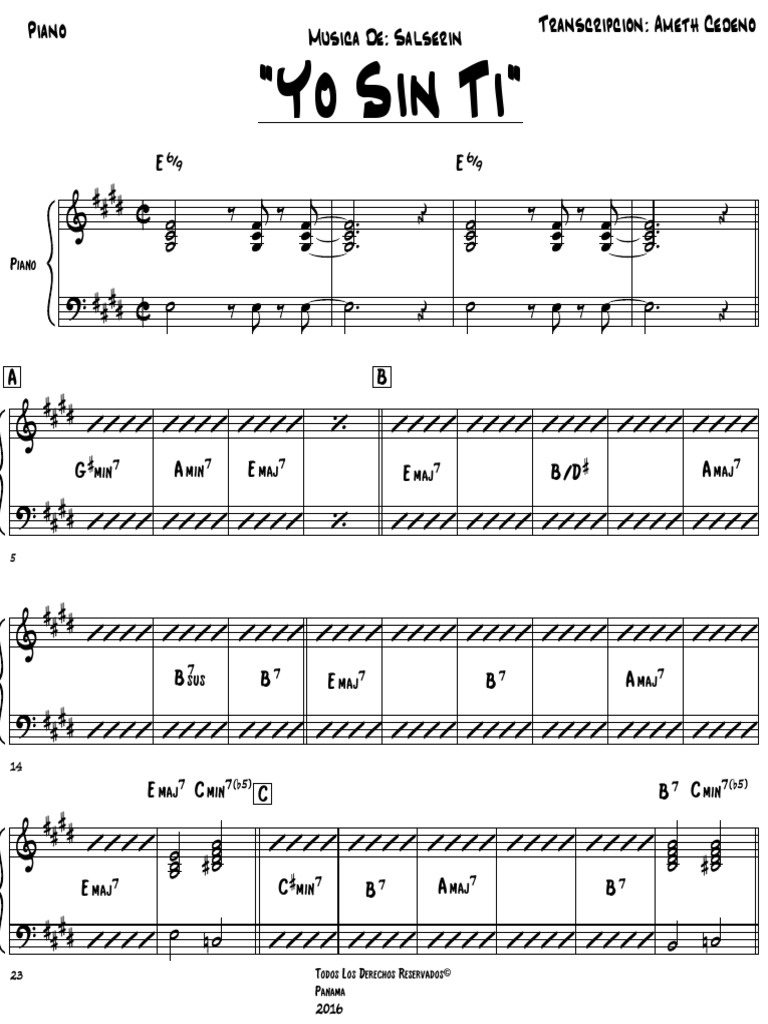Yo Sin Ti - Piano | PDF