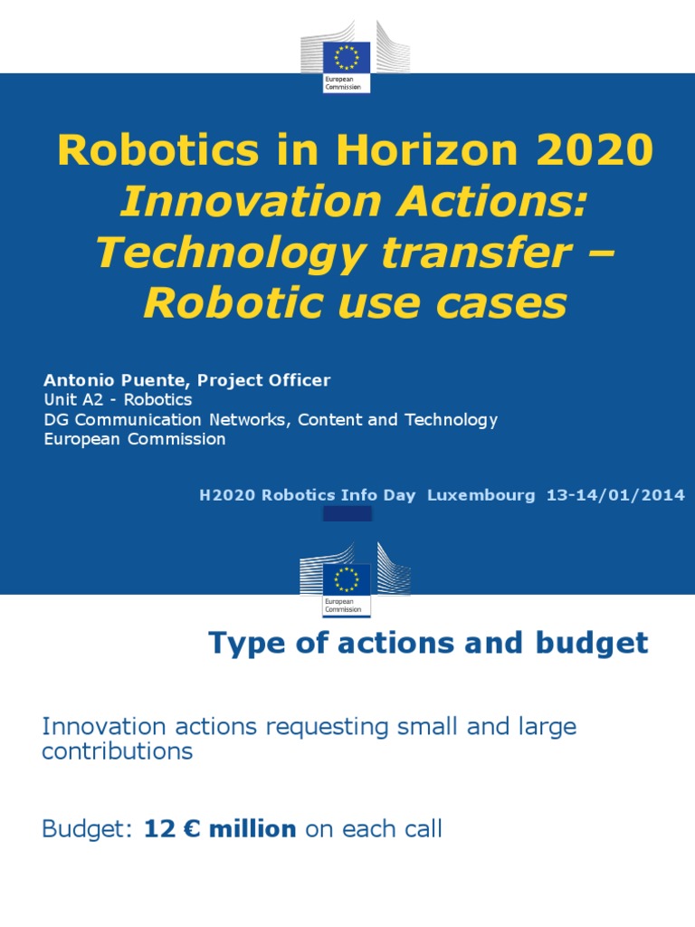 Robotics in Horizon 2020: Innovation Actions | PDF | Robotics | Science ...