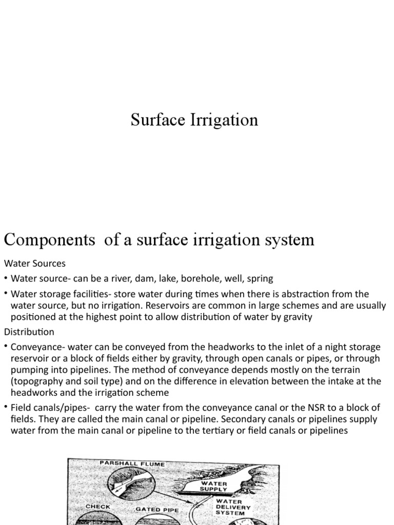 Surface Irrigation CE406 | PDF | Surface Runoff | Irrigation