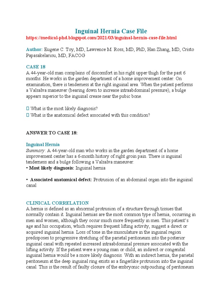 Inguinal Hernia Case File | PDF | Medical Specialties | Clinical Medicine