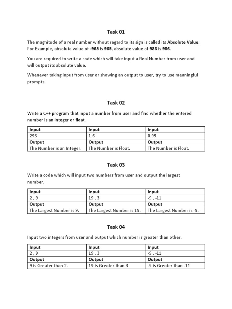 Task 01 Write A C Program That Input A Number From User And Find Whether The Entered Number