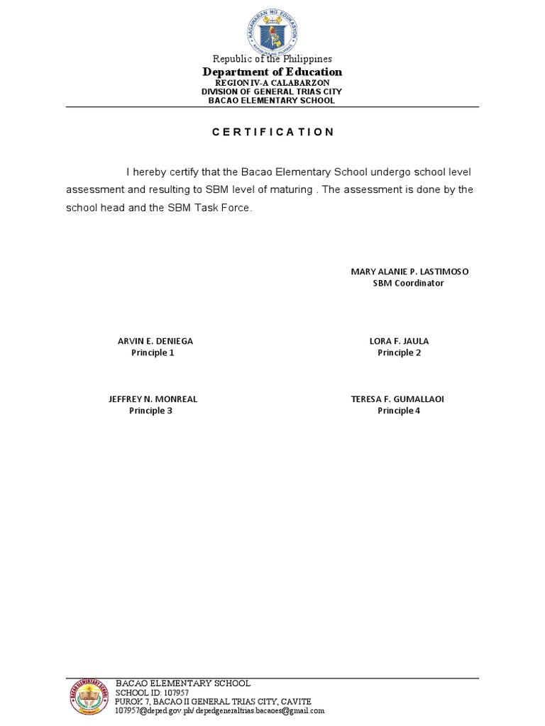 Department of Education: Republic of The Philippines | PDF