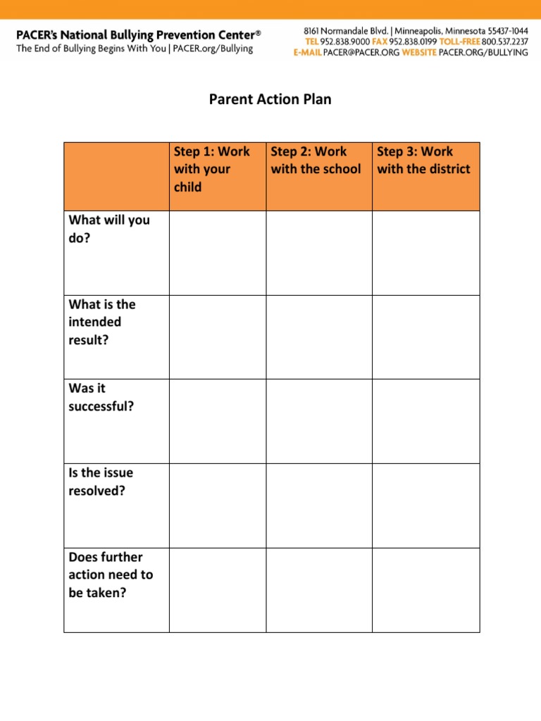 Parent Action Plan | PDF | Career & Growth