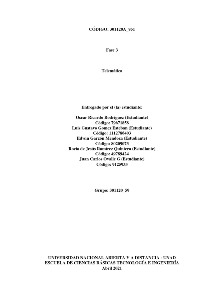 Telemática Fase 3 | PDF | Dirección IP | Red de computadoras