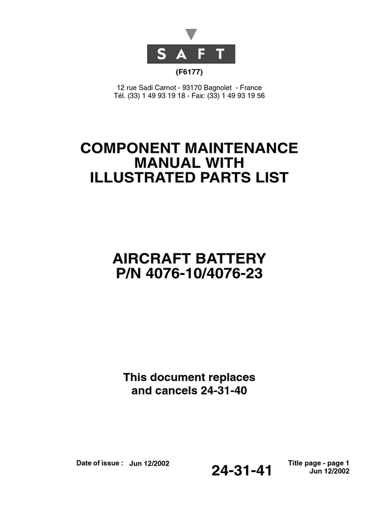 Component Maintenance Manual With Illustrated Parts List: This Document ...