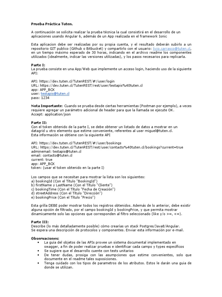 Prueba Técnica Angular e Ionic Tuten | PDF | Software de la aplicacion ...