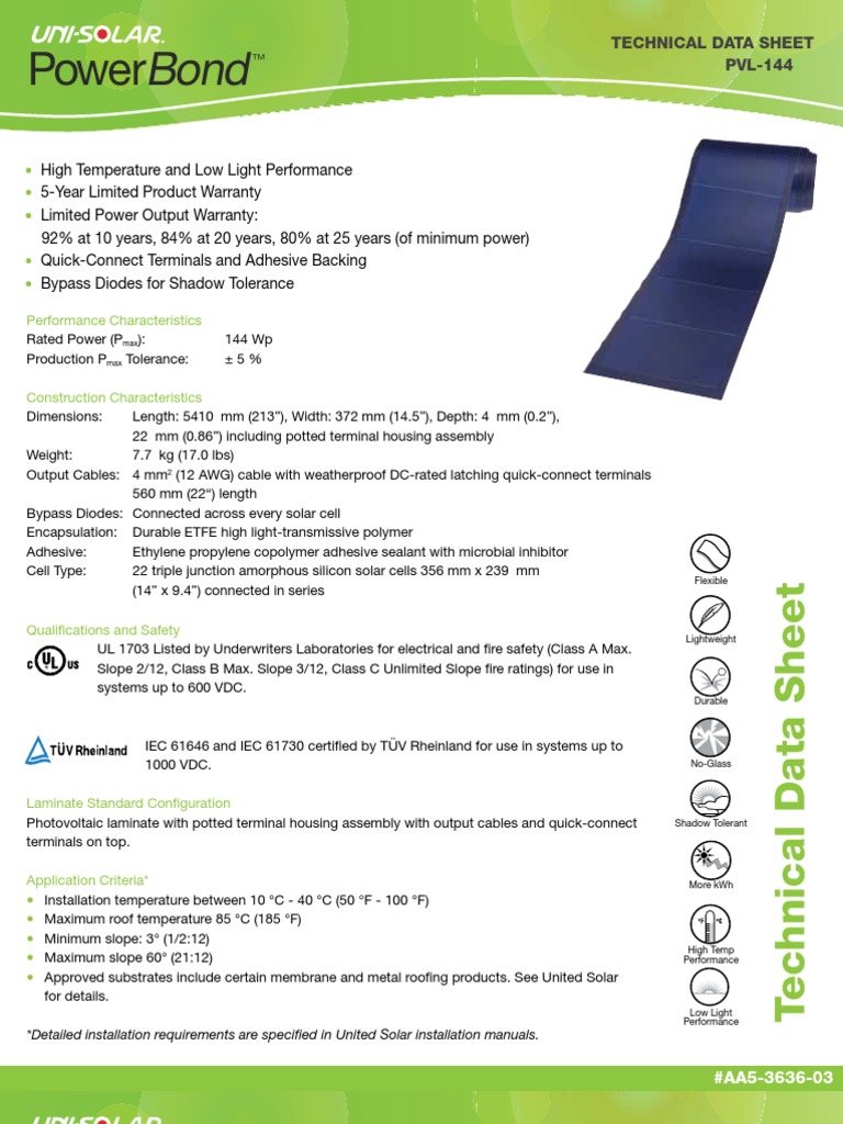 PowerBond PVL-144 Technical Data Sheet en | PDF | Electrical ...