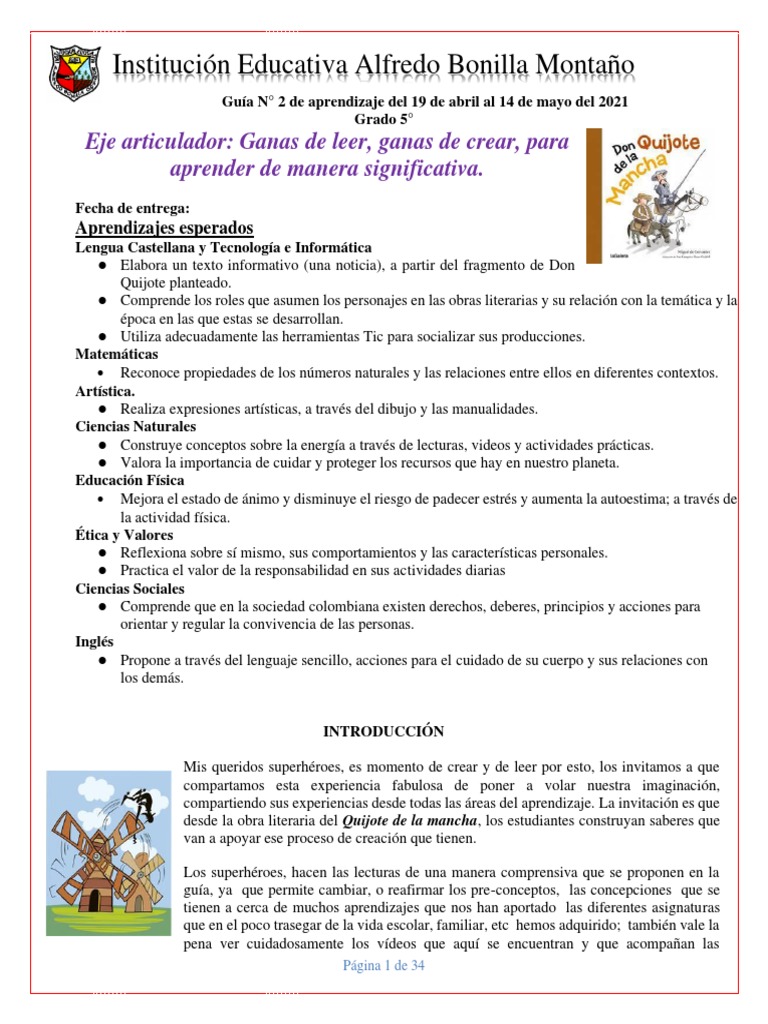 Actividades Creativas sobre Don Quijote | PDF | Don Quijote | Science