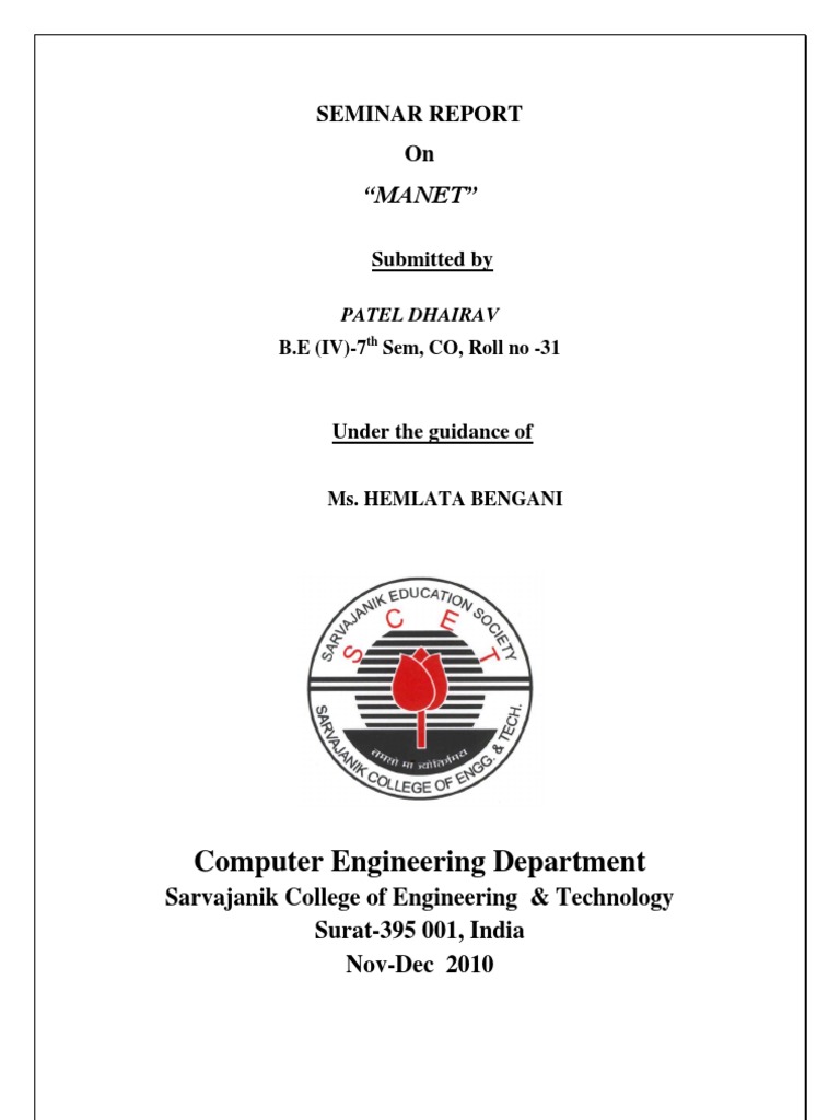 MANET Seminar Report Summary | PDF | Routing | Computer Network