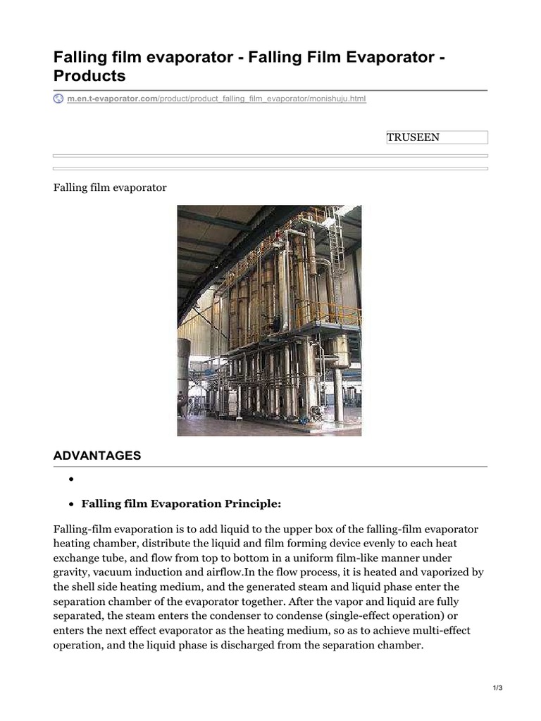 Falling & Lifting Film Evaporator | PDF | Evaporation | Liquids