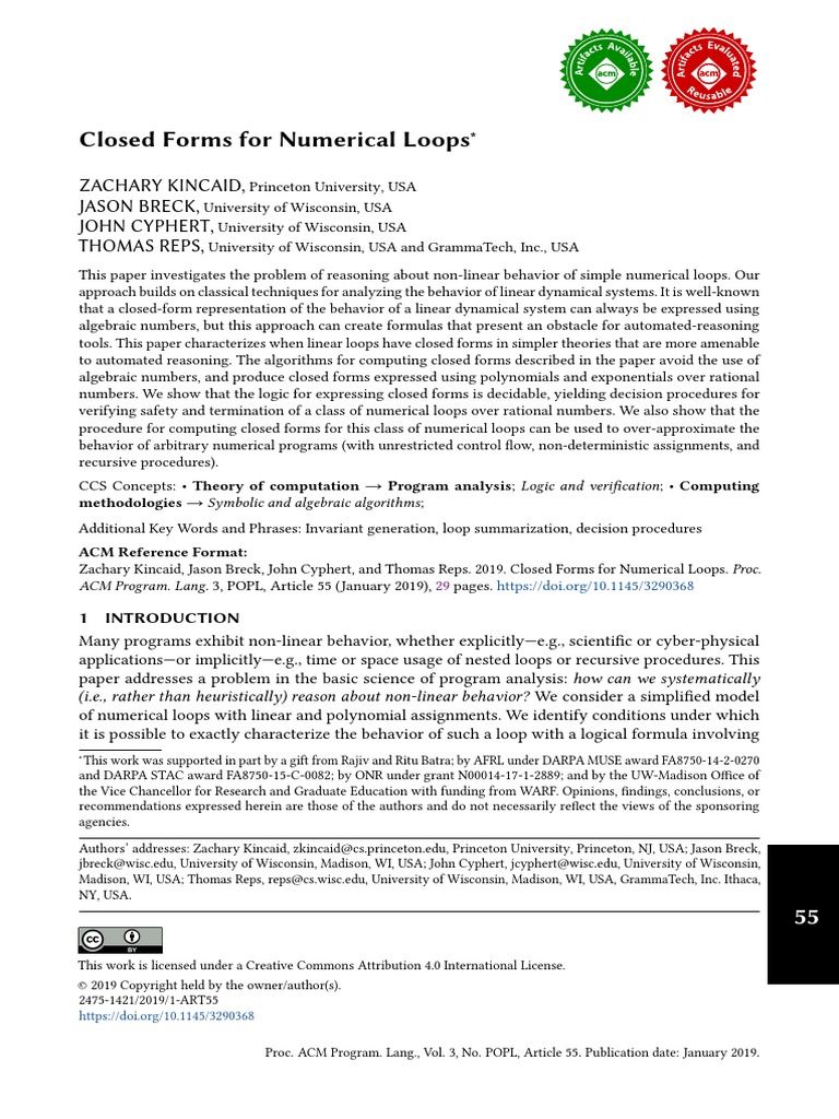 Closed Forms For Numerical Loops | PDF | Eigenvalues And Eigenvectors ...