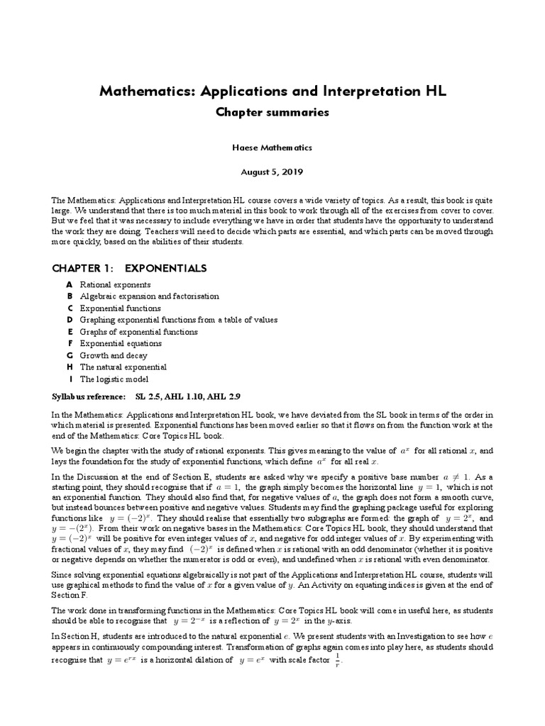 Mathematics Applications & Interpretation HL | PDF | Matrix ...