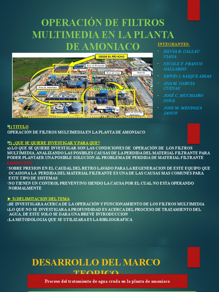 Operación de Filtros Multimedia en La Planta de Amoniaco Presentacion Diapositivas | PDF ...