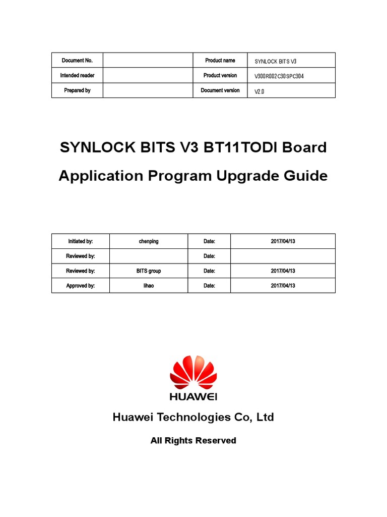 Synlock Bits v3 v300r002c30spc307 Bt11todi Board Application Upgrade ...