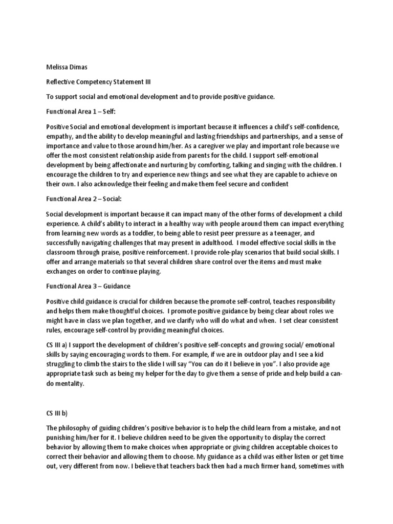 Reflective Competency Statement III | PDF | Interpersonal Relationships ...