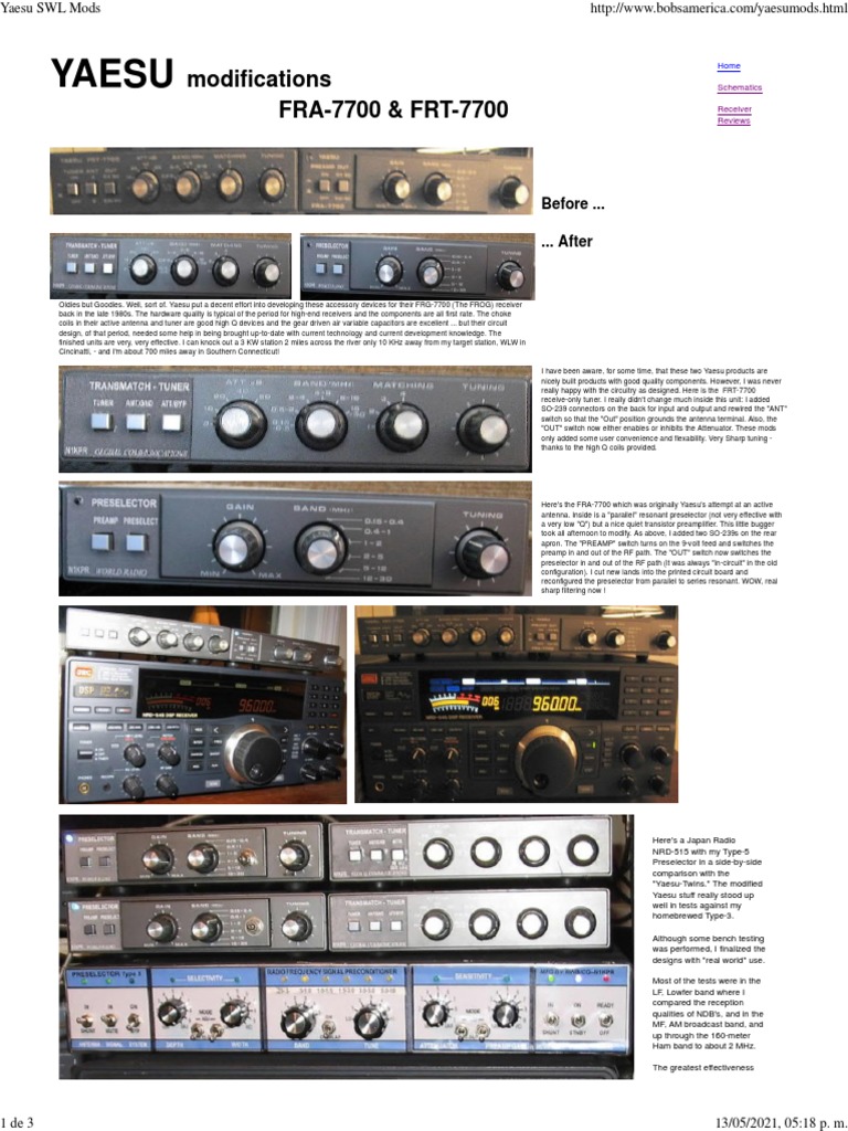 Yaesu SWL Mods | PDF | Electronics | Broadcast Engineering