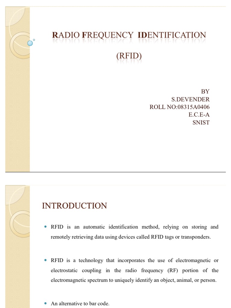 Radio Frequency Identification | PDF | Radio Frequency Identification ...