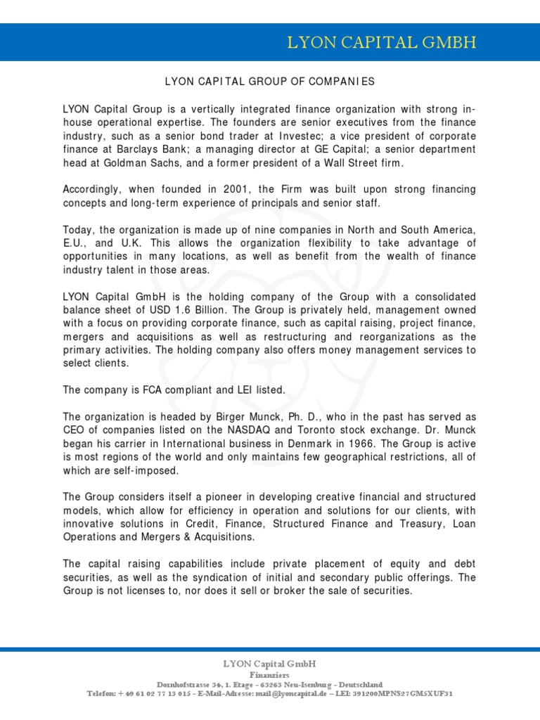 Lyon Capital Group - Cis | PDF | Leveraged Buyout | Financial Economics