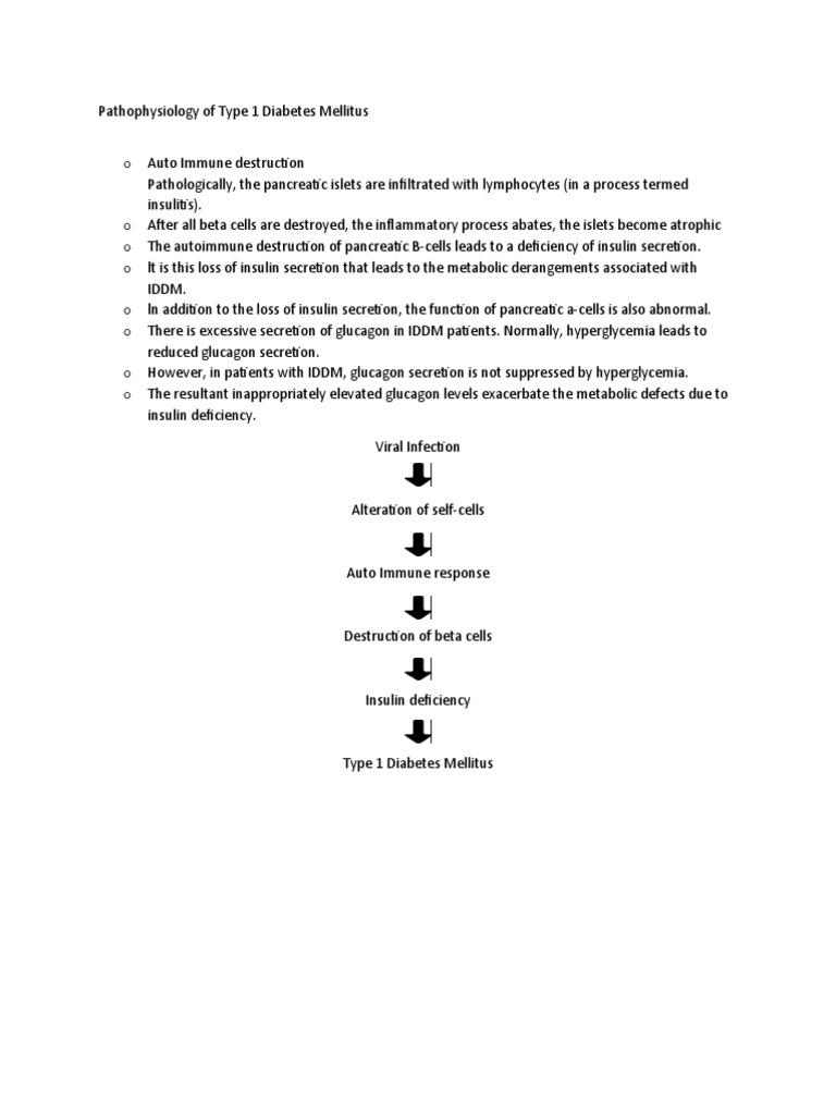 Pathophysiology of Type 1 Diabetes Mellitus | PDF