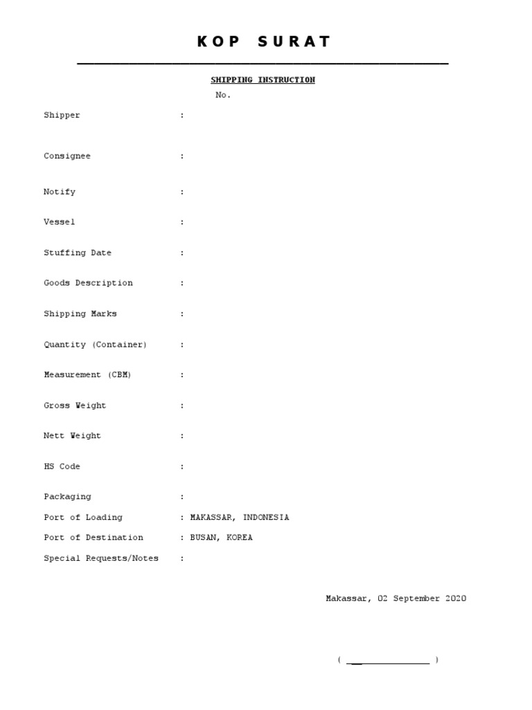 01 Shipping Instruction - FEI | PDF