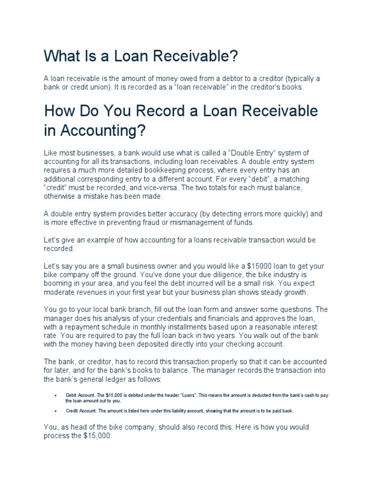 What Is A Loan Receivable | PDF | Debits And Credits | Banks