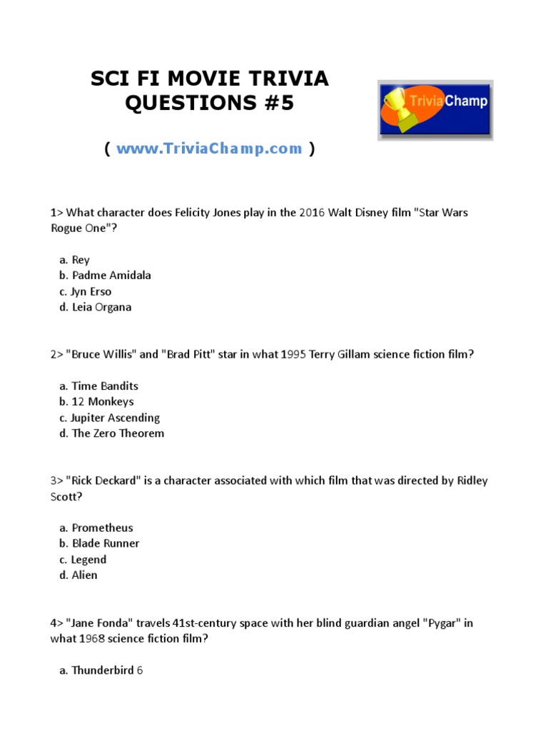 Sci Fi Movie Trivia Questions E5 | PDF