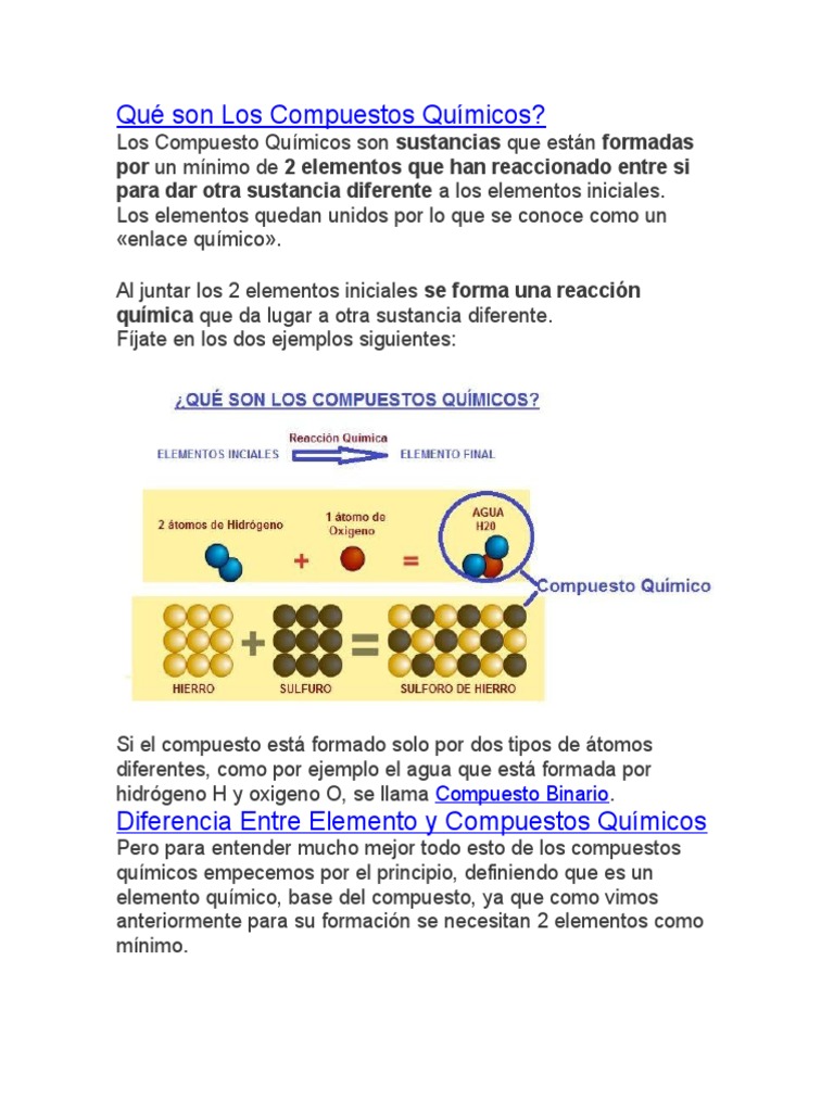 Qué Son Los Compuestos Químicos | PDF | Compuestos químicos | Elementos ...