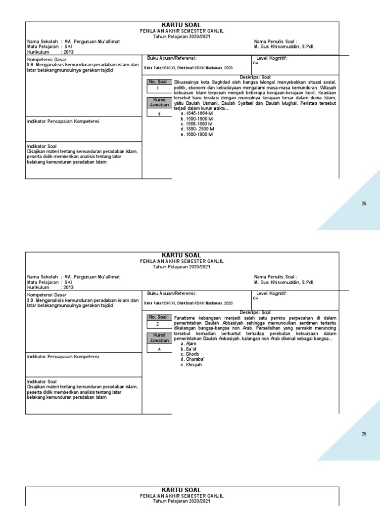 2.kartu Soal k13 | PDF