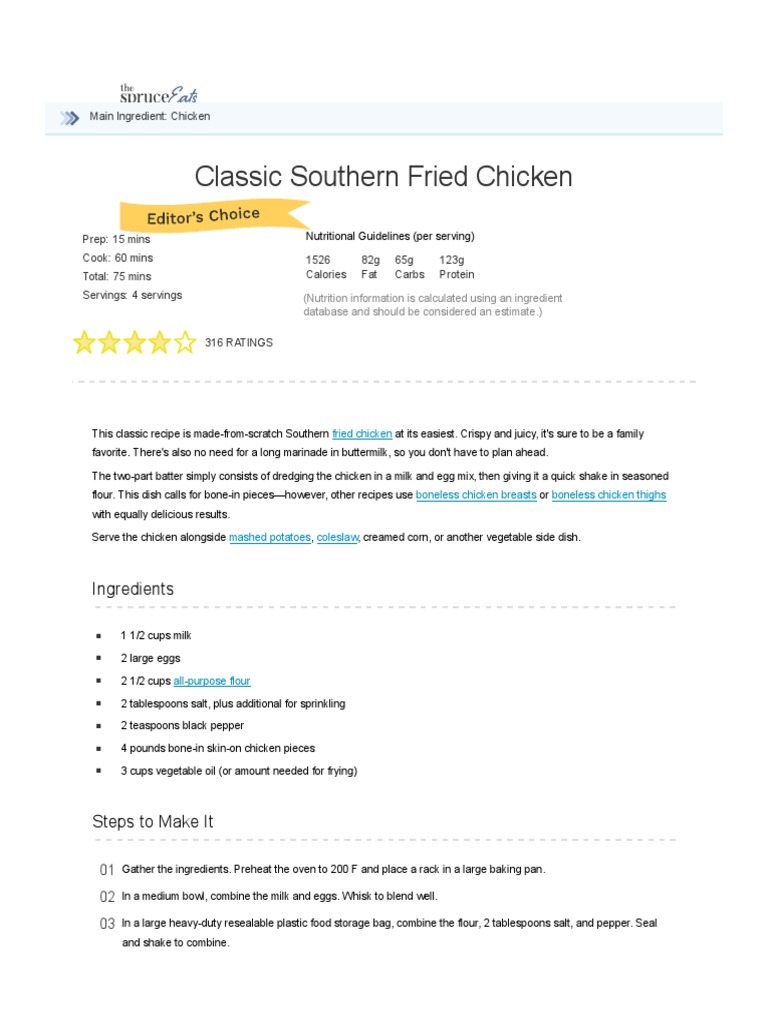 Classic Fried Chicken | PDF | Bread Crumbs | Foods