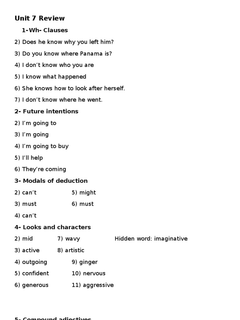 English Grammar and Vocabulary Review | PDF