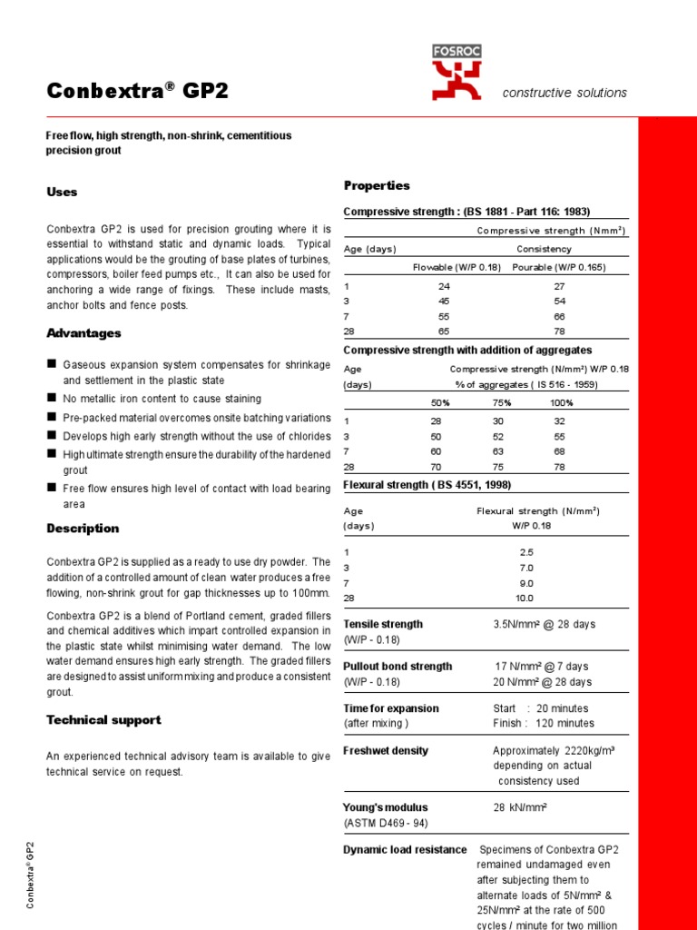Conbextra_GP2 | Thermal Expansion | Concrete | Free 30-day Trial | Scribd