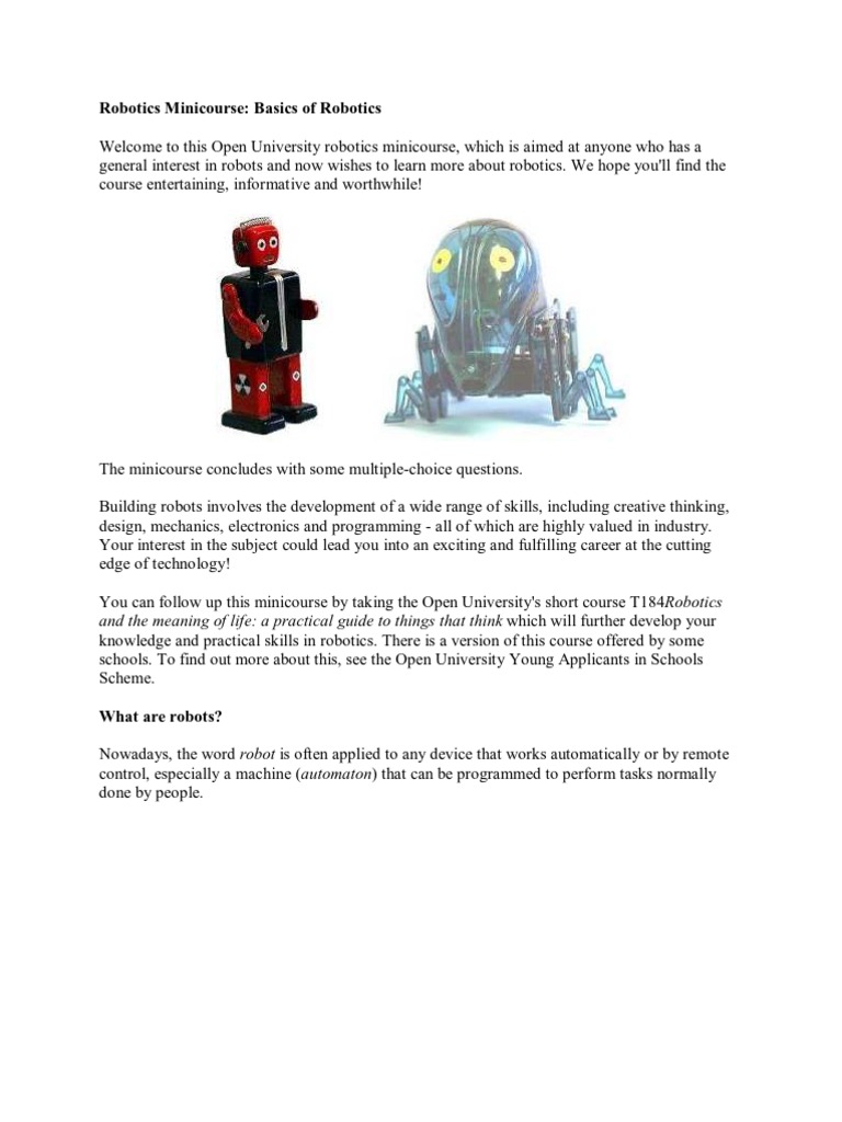Basics of Robotics | PDF | Robot | Robotics