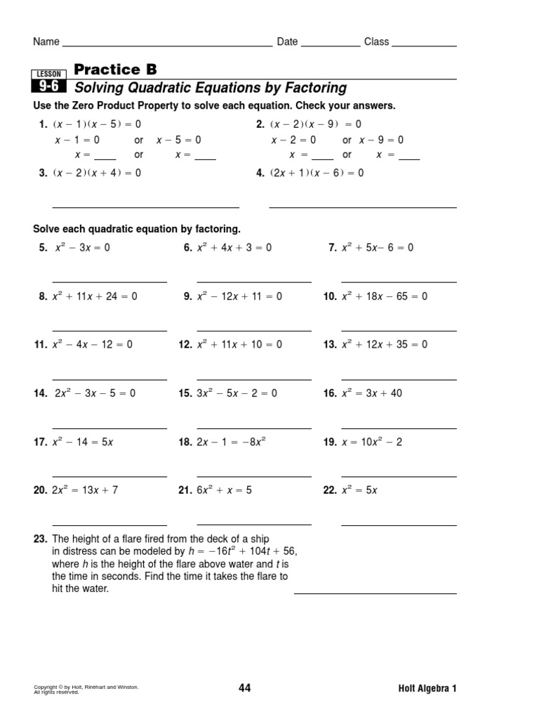 Solving Quadratics by Factoring | PDF | Mathematical Concepts ...
