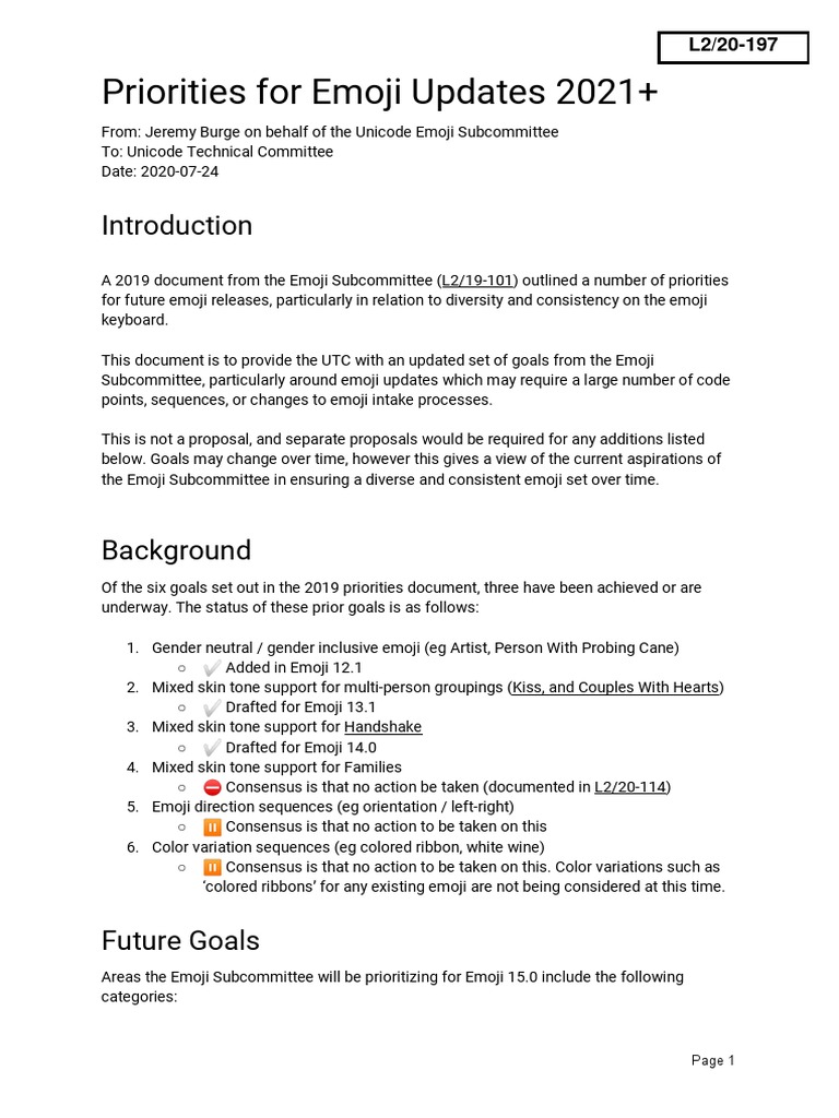 Priorities For Emoji Updates 2021+ | PDF | Computing | Computing And ...