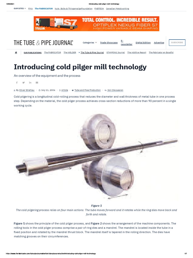 Introducing Cold Pilger Mill Technology | PDF | Alloy | Pipe (Fluid ...