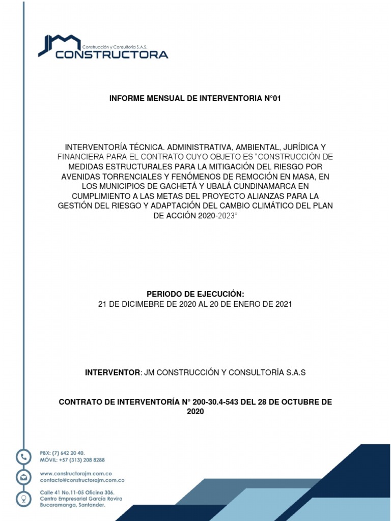 Informe Mensual Interventoría Gachetá-Ubalá | PDF | Seguridad y salud ...