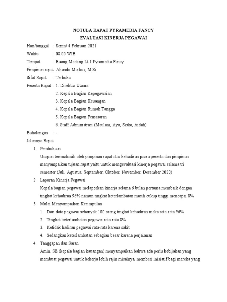 Notula Rapat Pyramedia Fancy | PDF