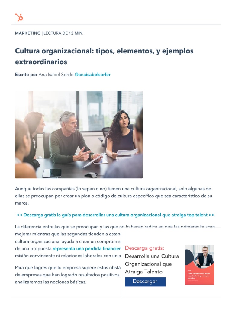 Cultura Organizacional - Tipos, Elementos, y Ejemplos Extraordinarios | PDF | Cultura ...