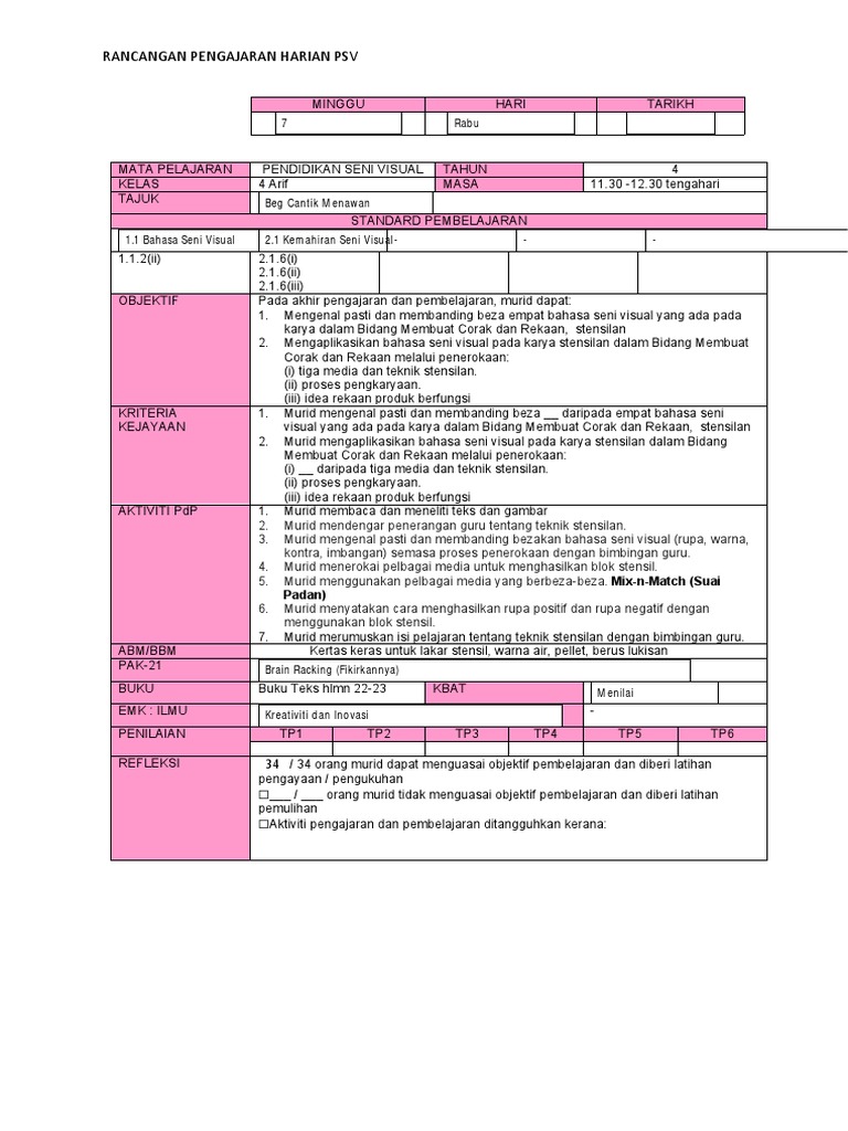 RPH Unit 3 PSV w7 Stensilan | PDF