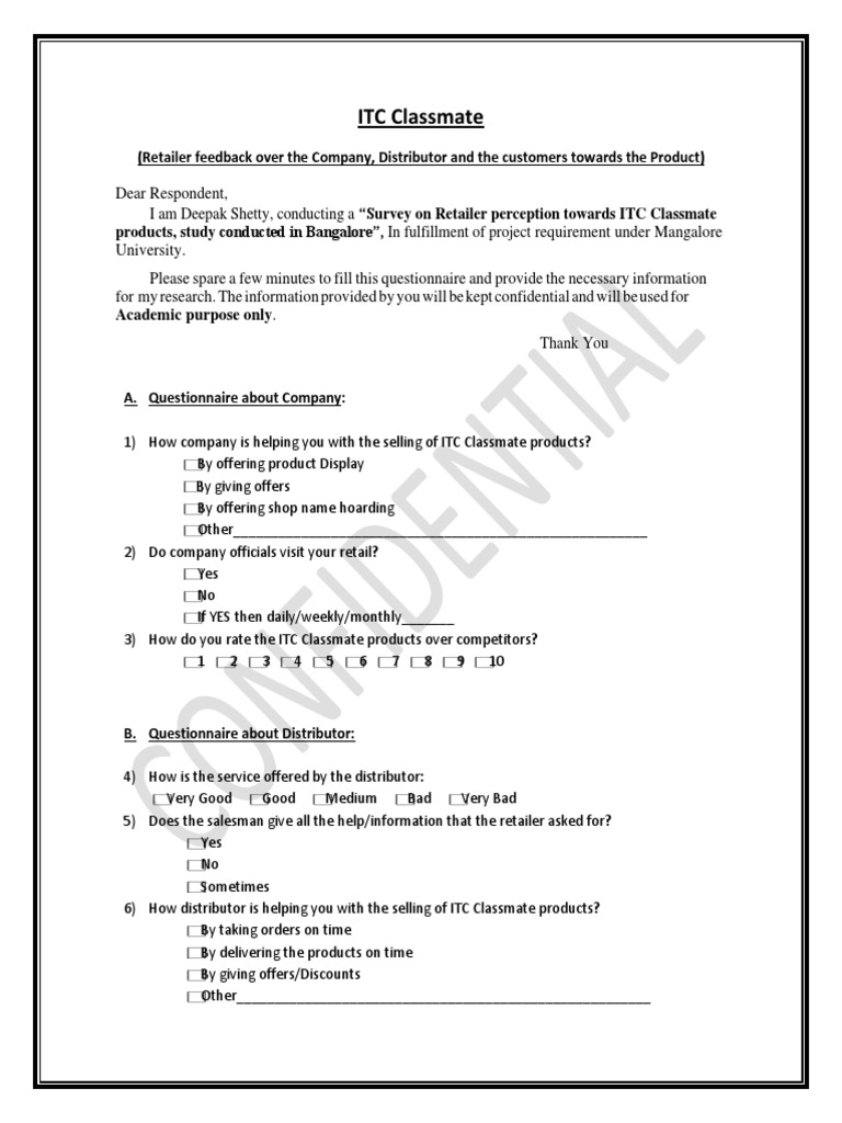ITC Classmate retailer feedback | PDF | Retail | Mass Media