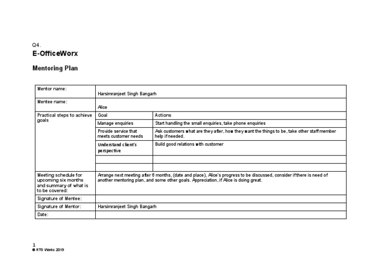 Mentoring Plan Template | PDF