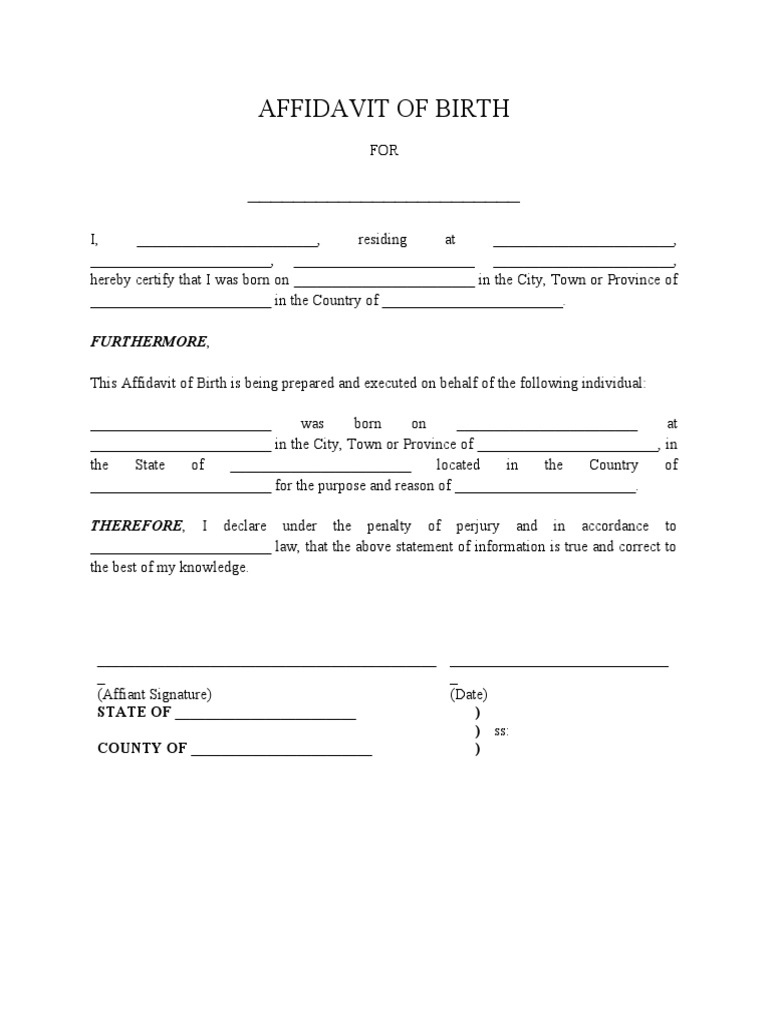 Affidavit of Birth | PDF | Affidavit | Notary Public