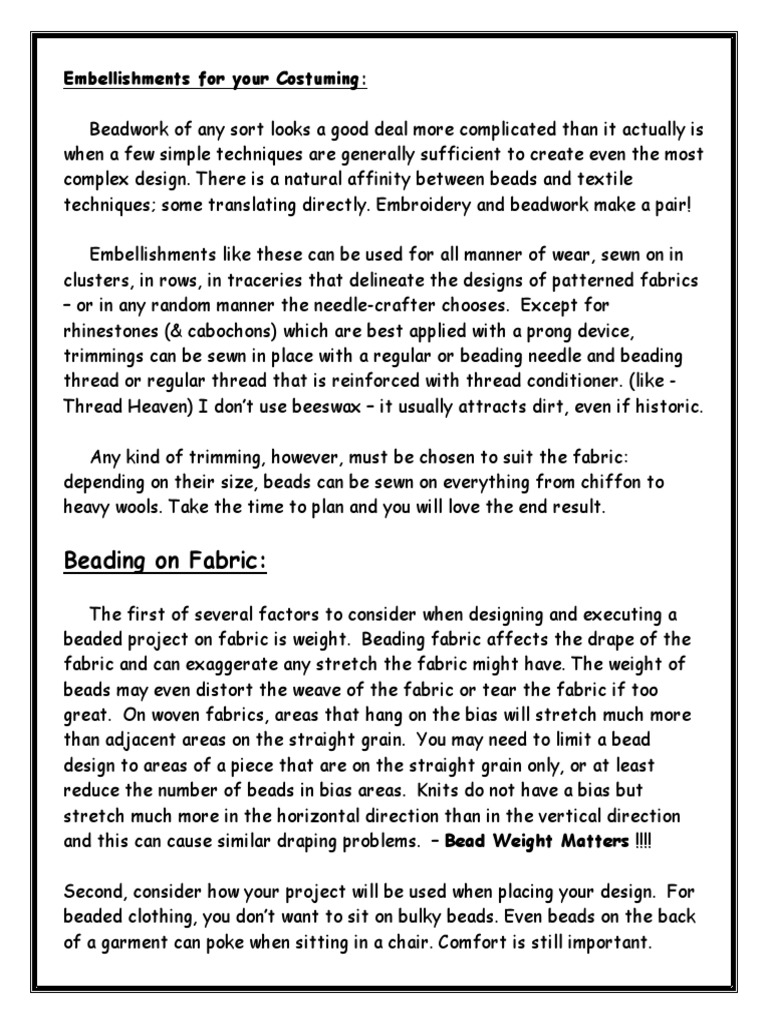 Historical Beadwork Part 2 | PDF | Beadwork | Embroidery