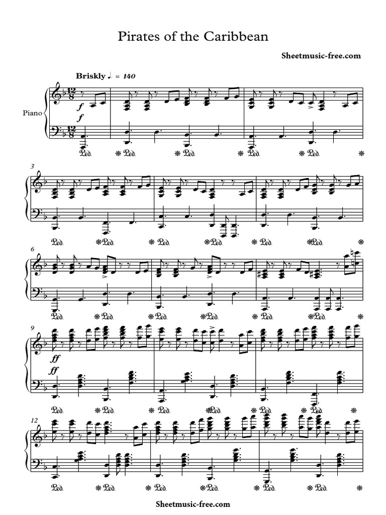 Pirates of The Caribbean Piano Sheet Music (Sheetmusic Free - Com) | PDF