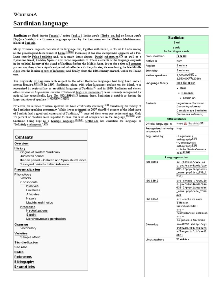 Sardinian Language | PDF | Sardinia | Languages Of Europe