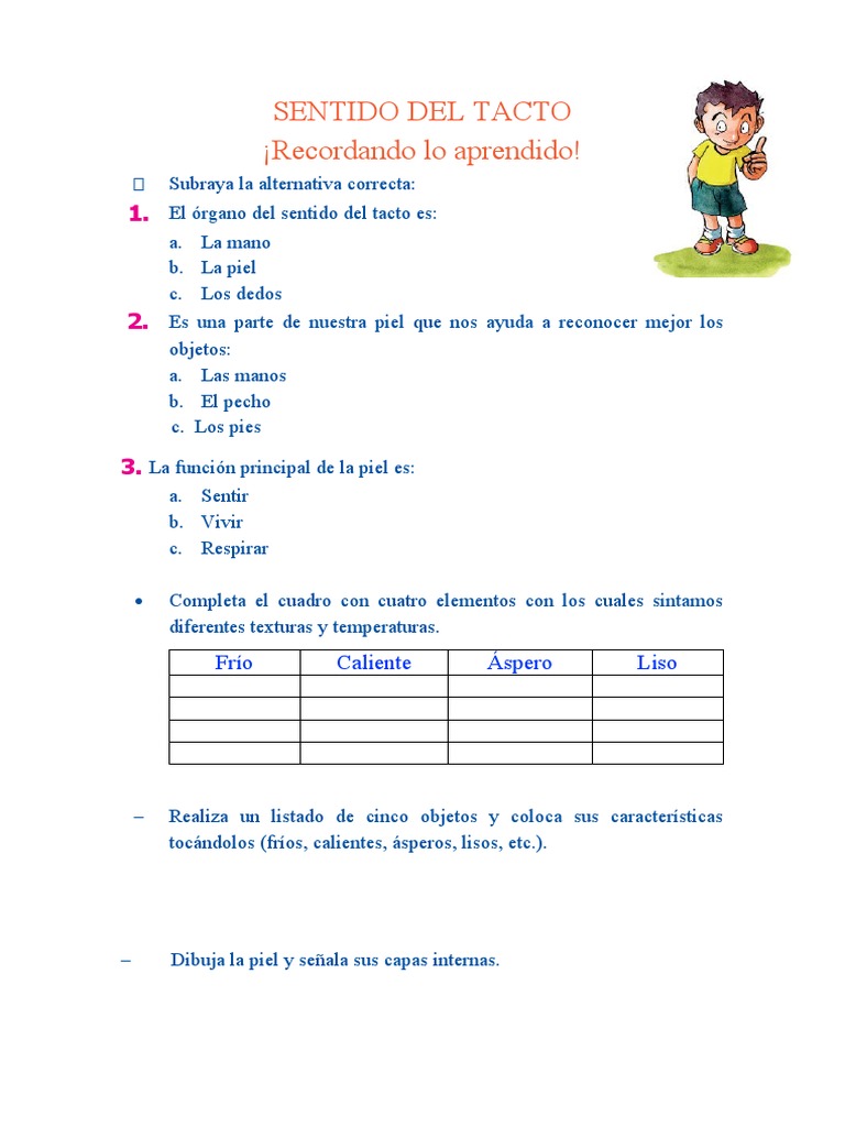 Ficha de Trabajo Sentido Del Tacto 12-05-2021 | PDF