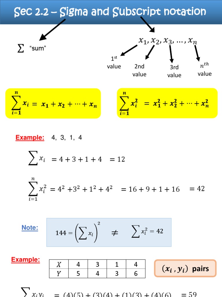 Sec 2.2 - Sigma Notation | PDF