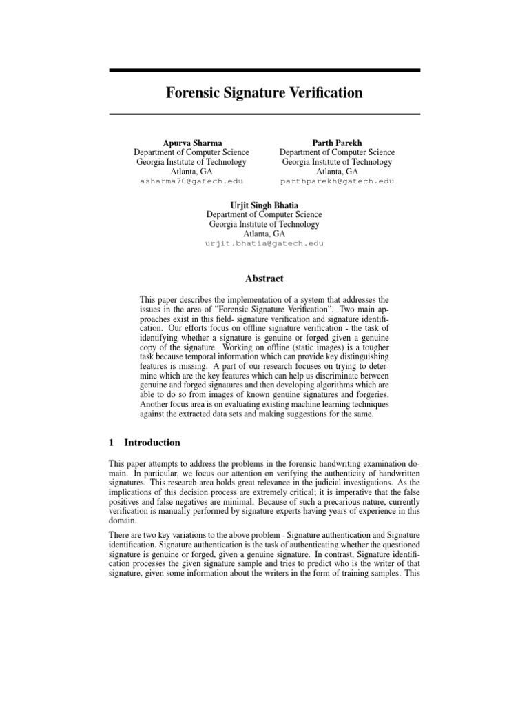 Signature Verification Paper | PDF | Authentication | Support Vector ...